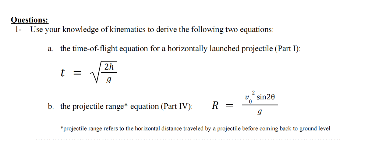 Solved Questions: 1- Use your knowledge of kinematics to | Chegg.com