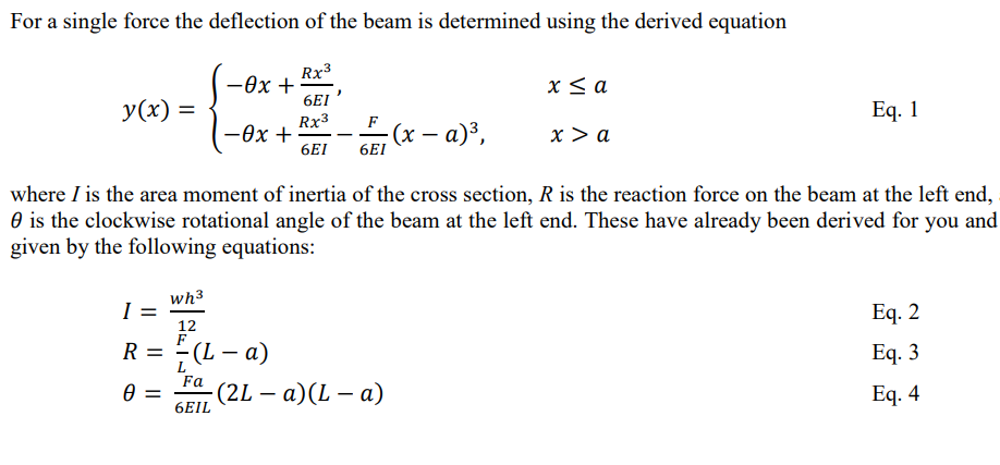 Solved MATLAB Make a function named CalcDeflection that, | Chegg.com