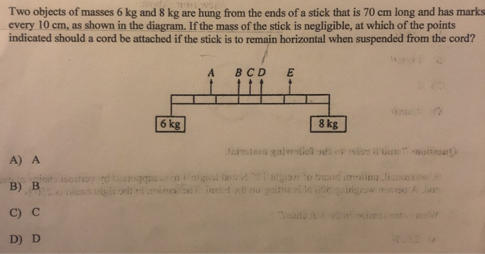 Solved Two Objects Of Masses 6 Kg And 8 Kg Are Hung From The
