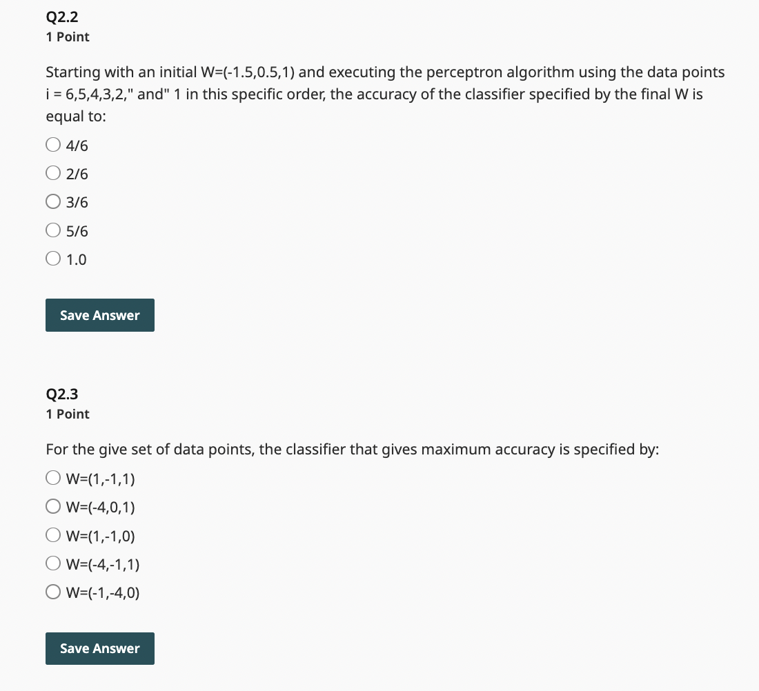 Solved Q2 4 Points Assume the following 6 labeled data | Chegg.com