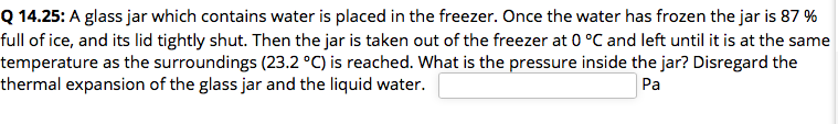 Solved Q 14.25: A glass jar which contains water is placed | Chegg.com
