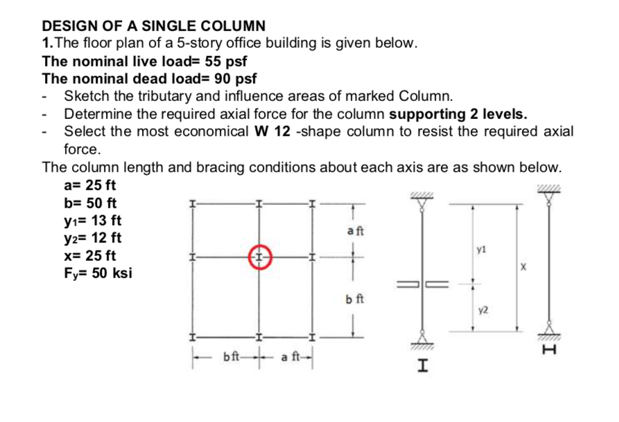 Solved DESIGN OF A SINGLE COLUMN 1. The floor plan of a | Chegg.com