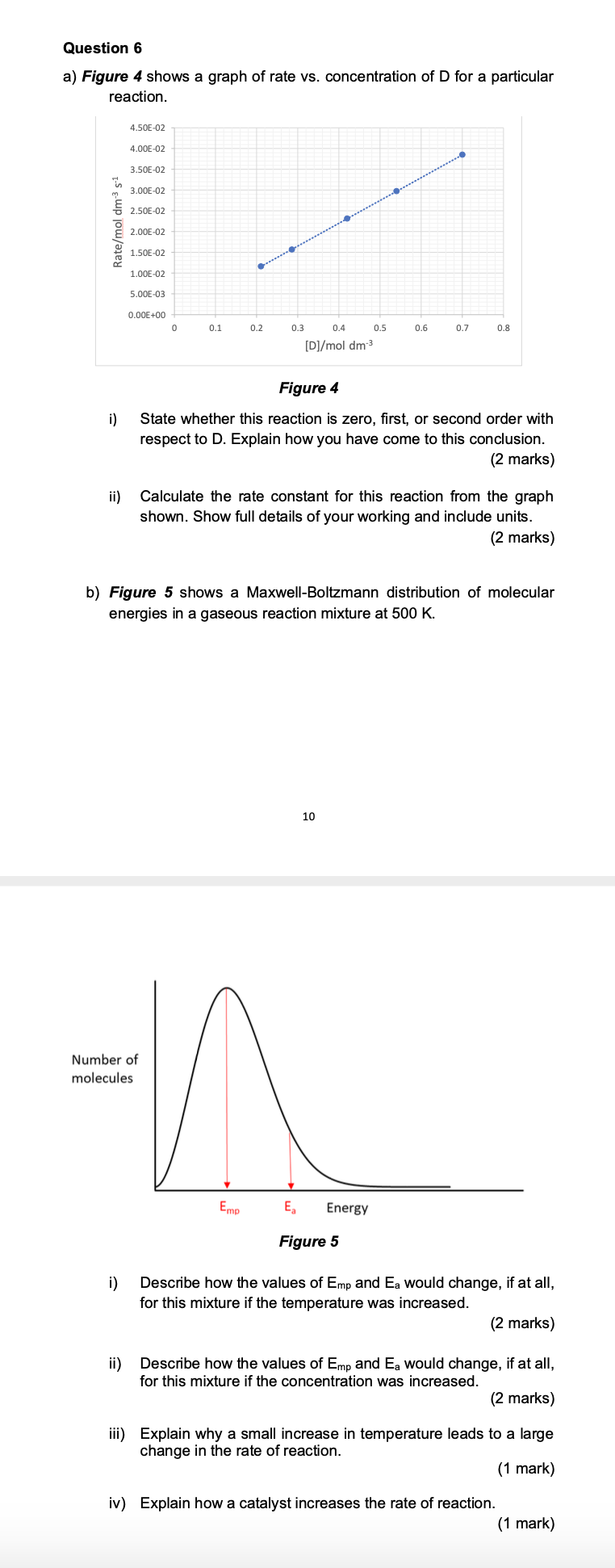 Solved Question 6 a) Figure 4 shows a graph of rate vs. | Chegg.com