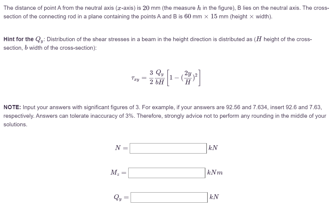 Solved The distance of point A from the neutral axis ( | Chegg.com
