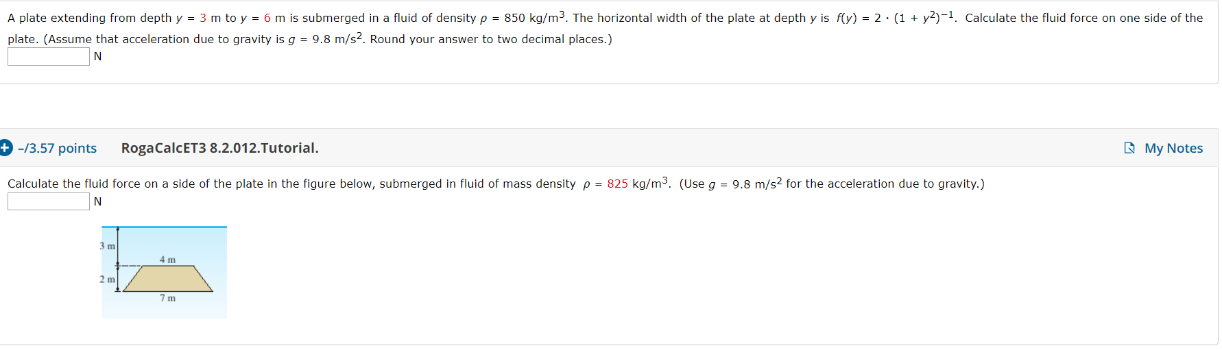 Solved A plate extending from depth y = 3 m to y = 6 m is | Chegg.com