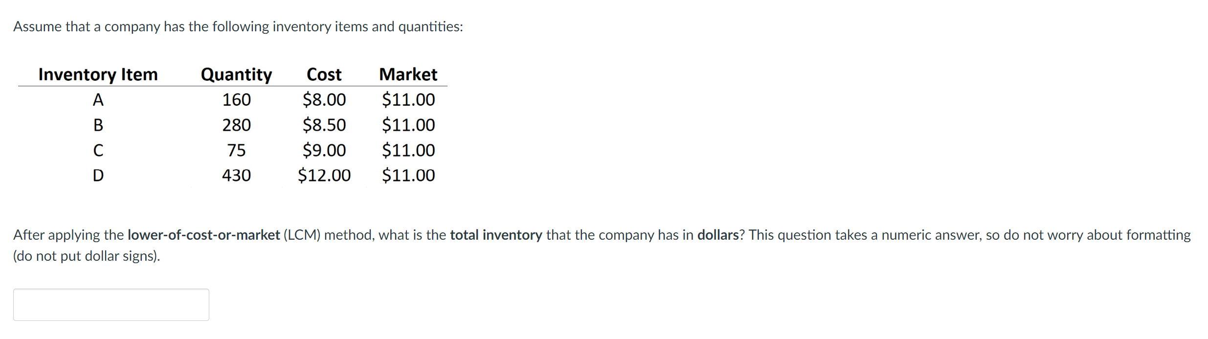 Solved Assume that a company has the following inventory | Chegg.com