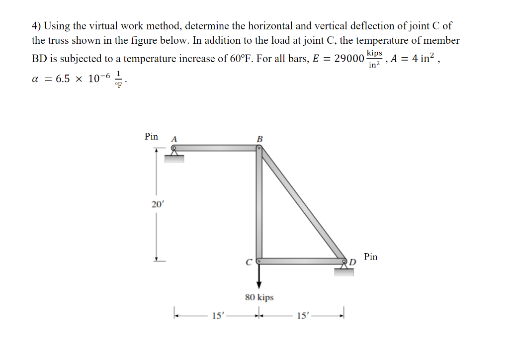 Solved 4) Using the virtual work method, determine the | Chegg.com