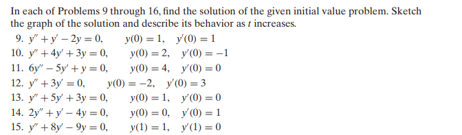 Solved In each of Problems 9 through 16 , find the solution | Chegg.com