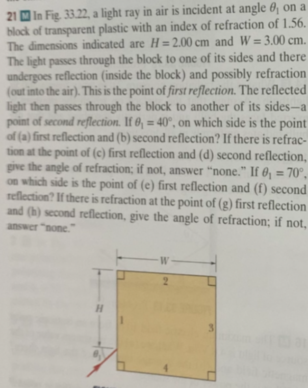 Solved 21 ﻿ln Fig. 33.22 , ﻿a light ray in air is incident | Chegg.com