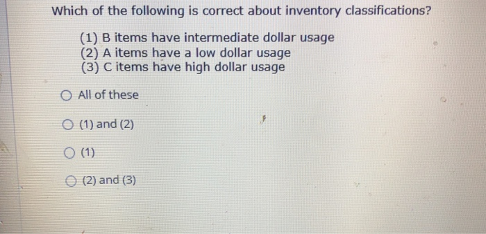 Solved Which of the following is correct about inventory | Chegg.com