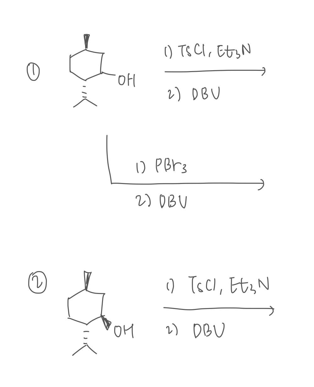 Solved () TSCH, EtsN OH 2) DBU 11 PBr3 2) OBU (2 0 TScI, Ets | Chegg.com
