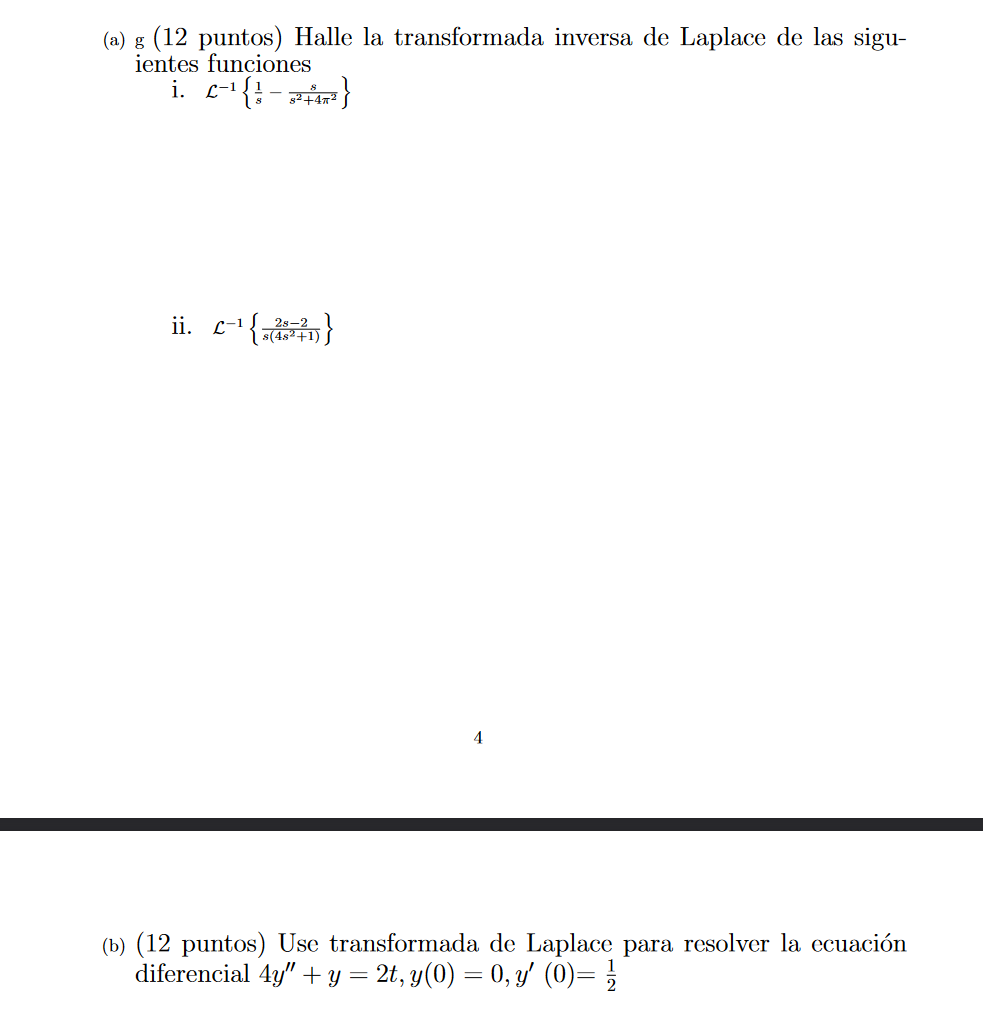 Solved (a) g (12 points) Find the inverse Laplace transform | Chegg.com