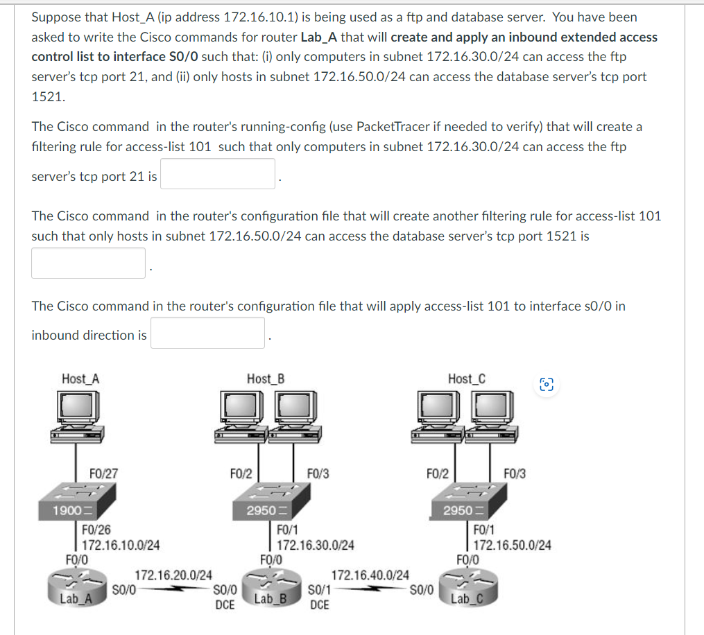 Solved Suppose that Host_A (ip address 172.16 .10 .1 ) is | Chegg.com