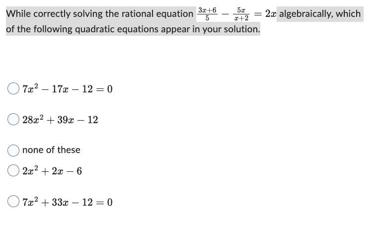 Solved While correctly solving the rational equation | Chegg.com