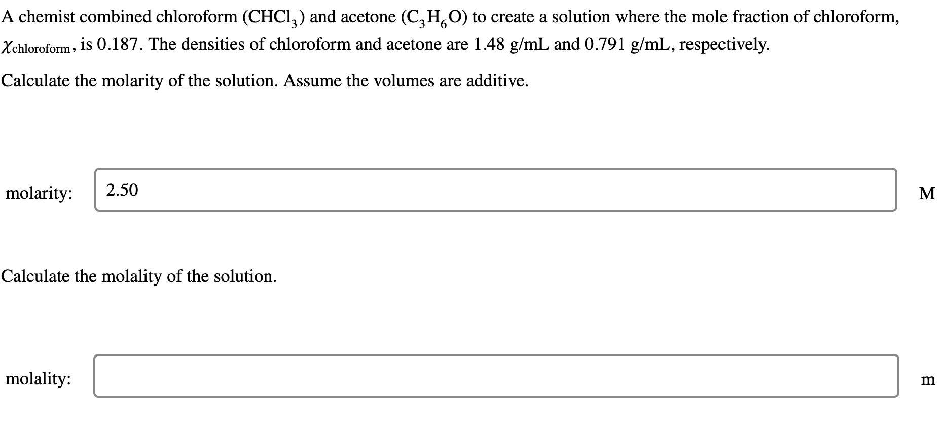 Solved A chemist combined chloroform (CHCl3) and acetone | Chegg.com