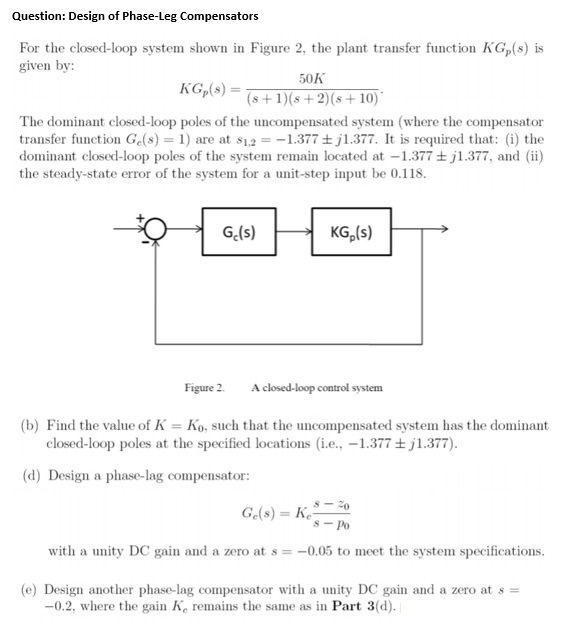 Solved Question: Design of Phase-Leg Compensators For the | Chegg.com