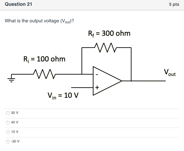Solved Question 21 5 pts What is the output voltage (Vout)? | Chegg.com