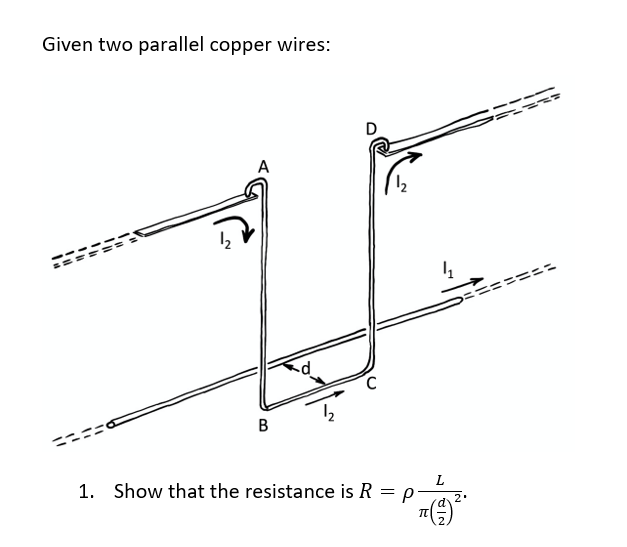 Solved Given two parallel copper wires: 1. Show that the | Chegg.com