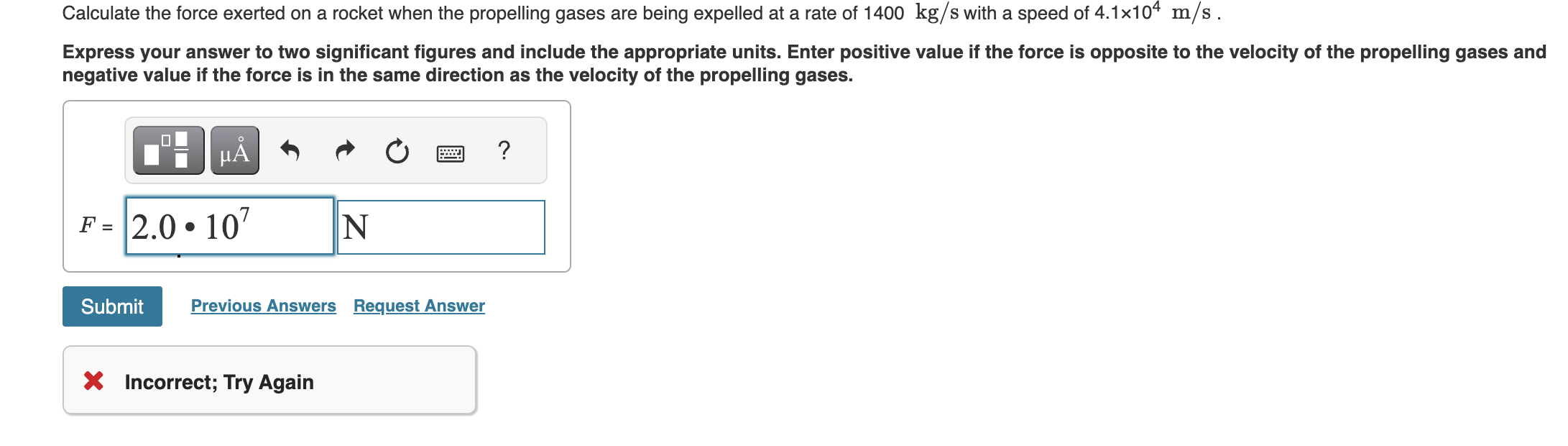 Solved Calculate the force exerted on a rocket when the | Chegg.com