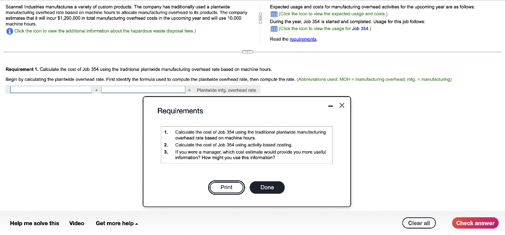 Solved Scannell Industries manufactures a variety of custom | Chegg.com
