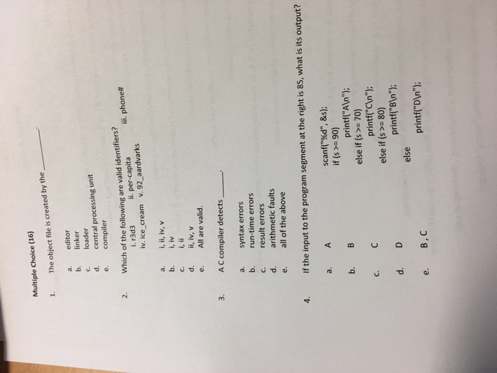 Solved Multiple Choice (16) 1. The object file is created by | Chegg.com