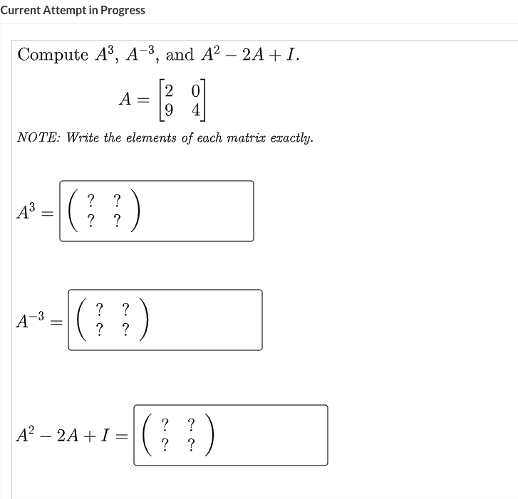 Solved Current Attempt in Progress Compute A3, A-3, and A2 – | Chegg.com