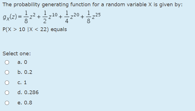 Solved The probability generating function for a random | Chegg.com