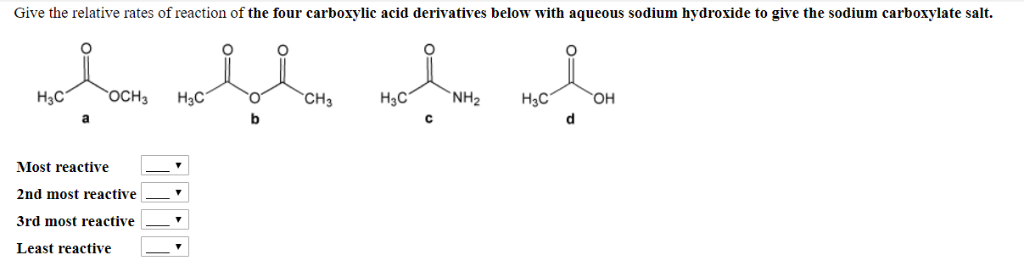Solved Give the relative rates of reaction of the four | Chegg.com