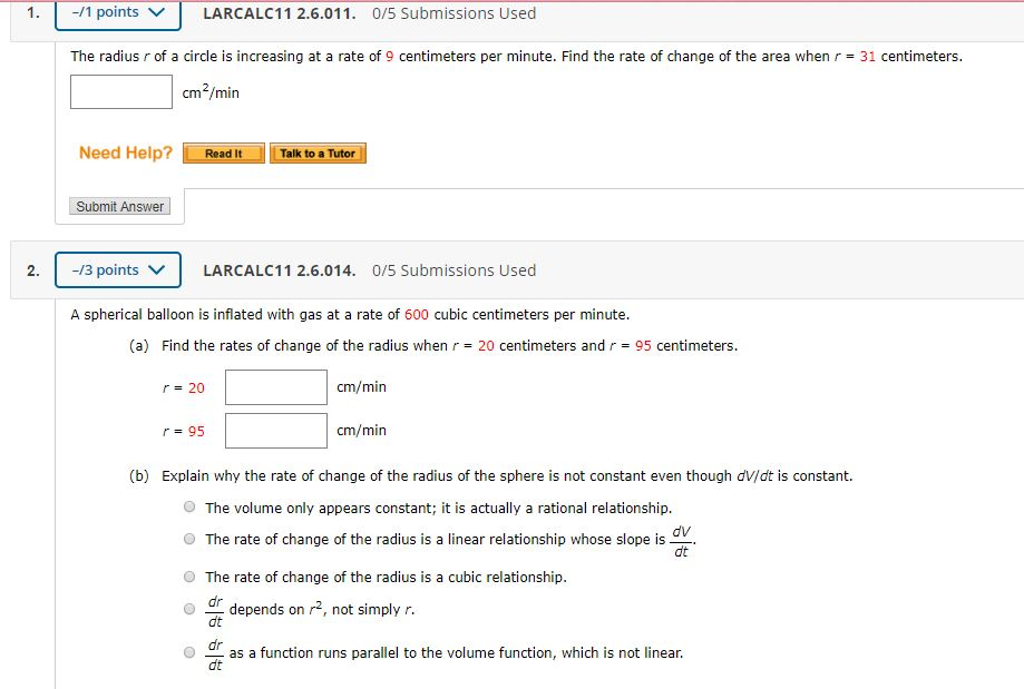 Solved -/1 points | LARCALC11 2.6.11. 0/5 Submissions Used | Chegg.com Solved -/1 points | LARCALC11 2.6.11. 0/5 Submissions Used | Chegg.com
