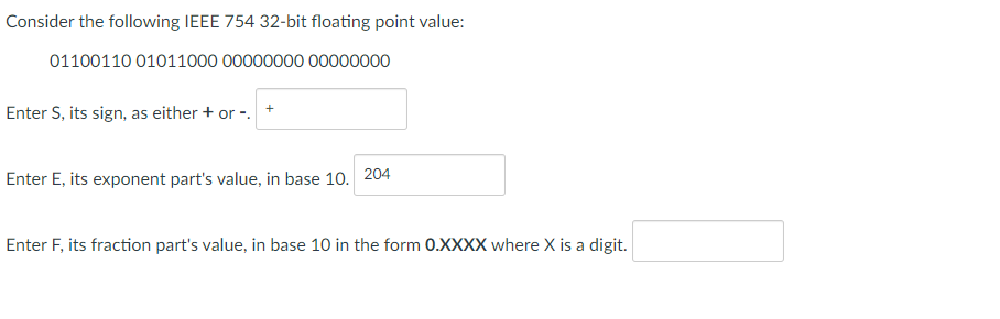 Solved Consider the following IEEE 754 32-bit floating point | Chegg.com
