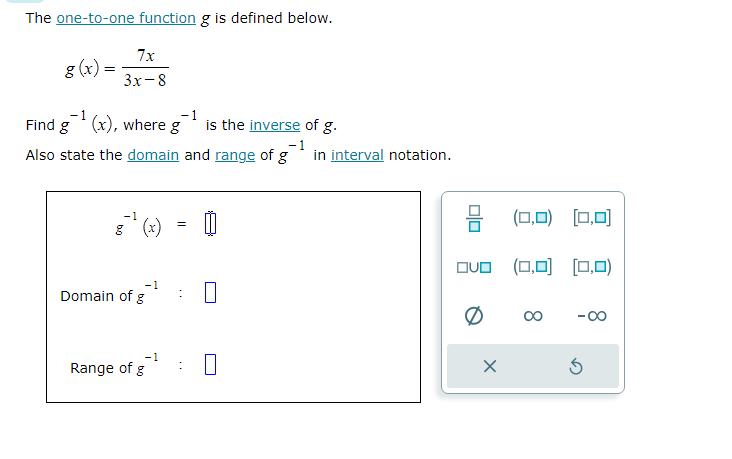 Solved The one-to-one function g is defined below. | Chegg.com