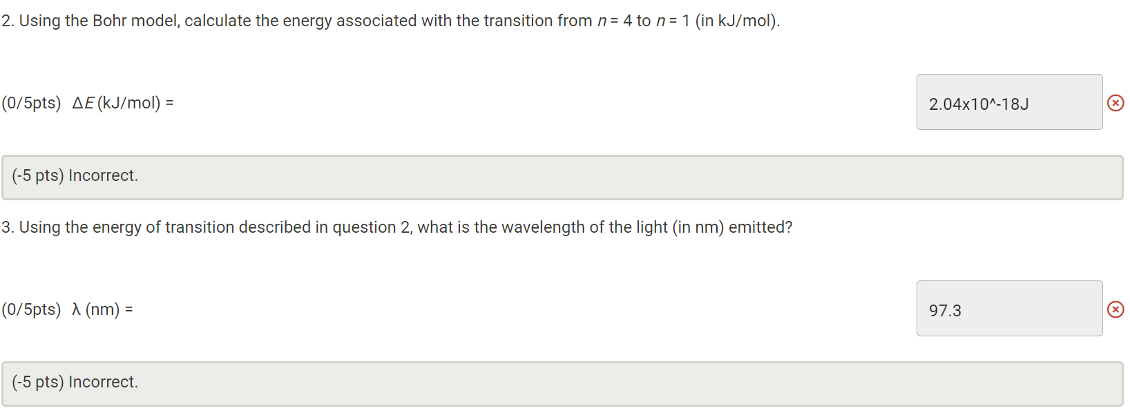Solved 2. Using the Bohr model, calculate the energy | Chegg.com