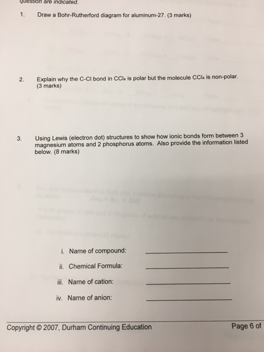 Solved question are indicateo 1. Draw a Bohr-Rutherford | Chegg.com