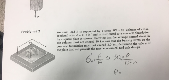 Solved Problem # 2 An axial load P is supported by a short | Chegg.com
