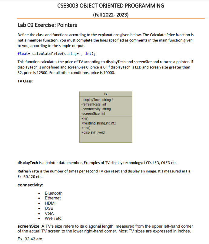 Solved Lab 09 Exercise: Pointers Define the class and | Chegg.com