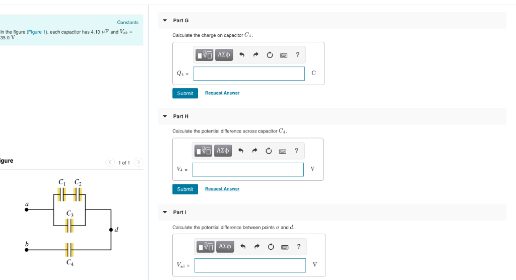 Solved Part A Calculate the charge on capacitor Ci In the | Chegg.com