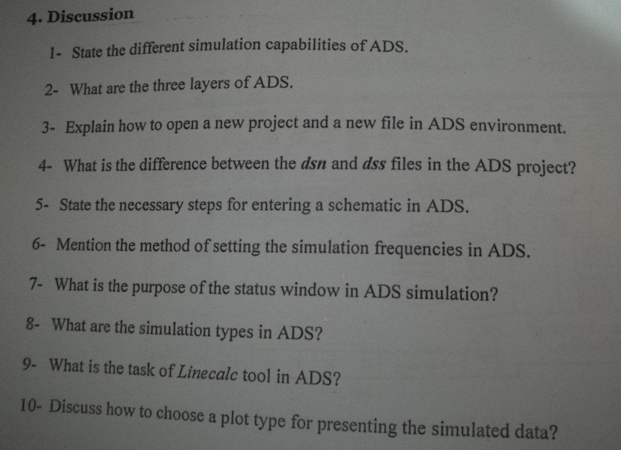 4. Discussion 1. State the different simulation | Chegg.com