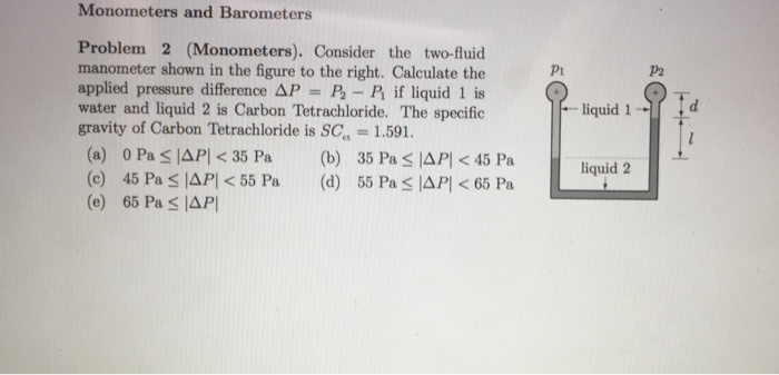 Solved Monometers and Barometers Problem 2 (Monometers). | Chegg.com
