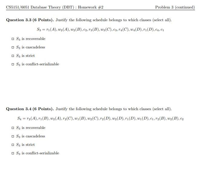 Solved Question 3.3 (6 Points). Justify the following | Chegg.com