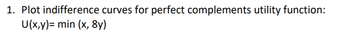 Solved 1. Plot indifference curves for perfect complements | Chegg.com