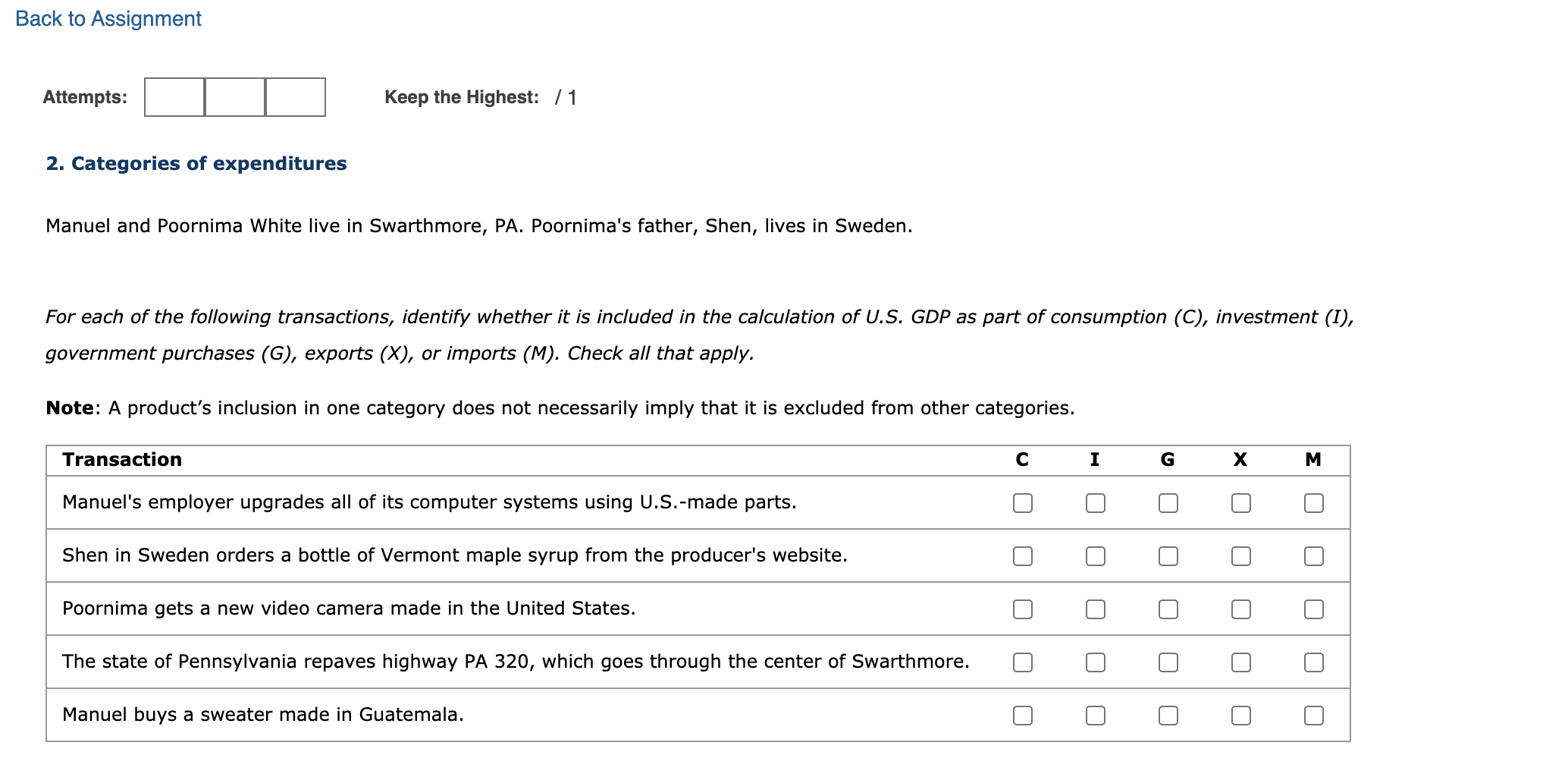 Solved Back to Assignment Attempts: Keep the Highest: /1 2. | Chegg.com