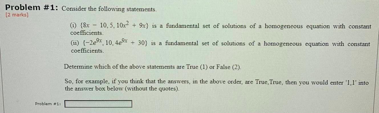 Solved Problem #1: Consider the following statements. [2 | Chegg.com