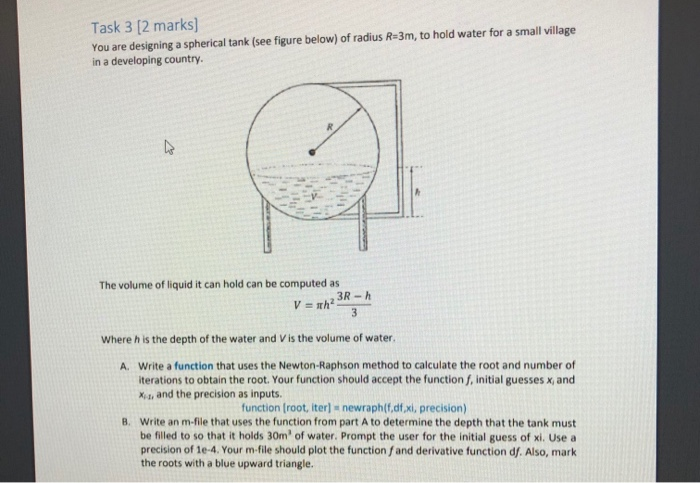 Solved Task 3 [2 marks You are designing a spherical tank | Chegg.com