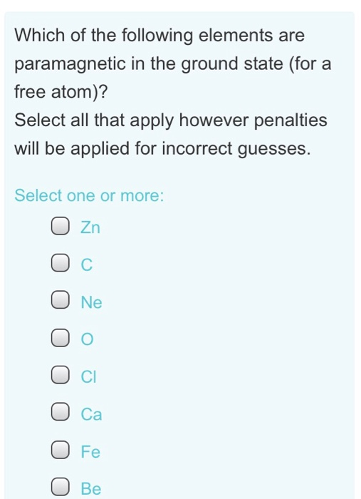 Solved Which of the following elements are paramagnetic in | Chegg.com