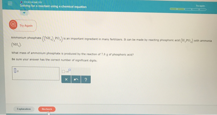 Solved O STOICHIOMETRY Solving for a reactant using a | Chegg.com