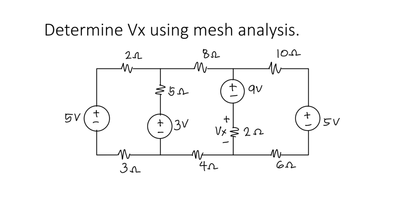 Solved Determine Vx Using Mesh Analysis 82 22 M 1012 W M 0743