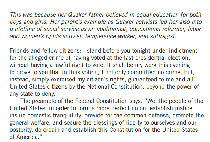 Solved Susan B. Anthony (1820-1906) delivered this speech in | Chegg.com