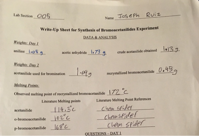 Solved Lab Section O Name JosePh Ruiz Write-Up Sheet for | Chegg.com