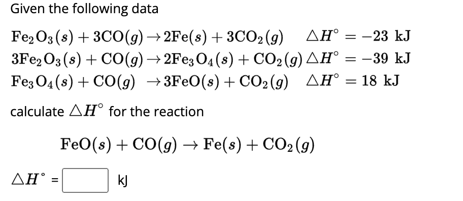 Solved Given the following data | Chegg.com