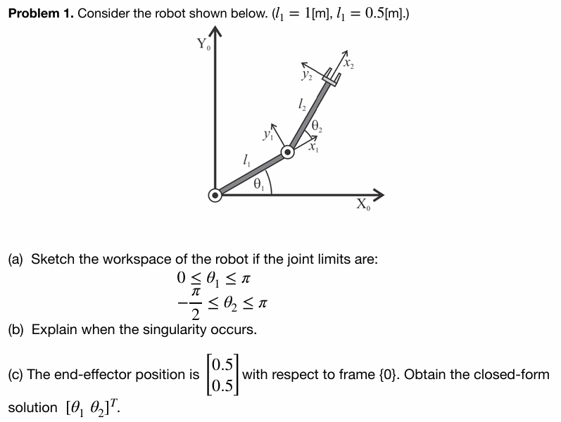 Solved Problem 1. ﻿Consider the robot shown below. | Chegg.com